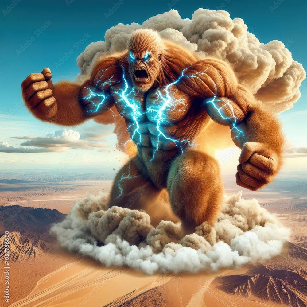 Ai generated illustration of a human flying monster in the form of a ...