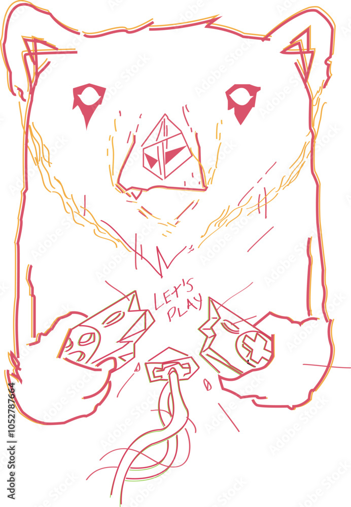 A frustrated bear breaking a video game controller! With a blank ...