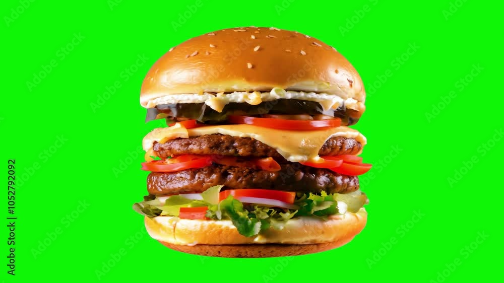 Exploring the layers of a delicious double cheeseburger with fresh ...