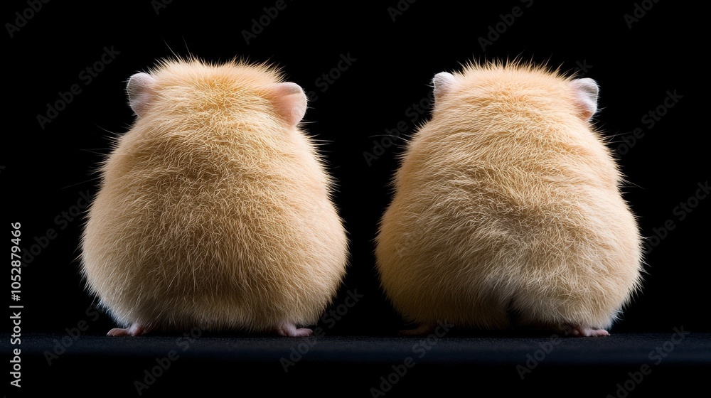 Cute guinea pigs from behind: Two chubby guinea pigs sit side by side ...