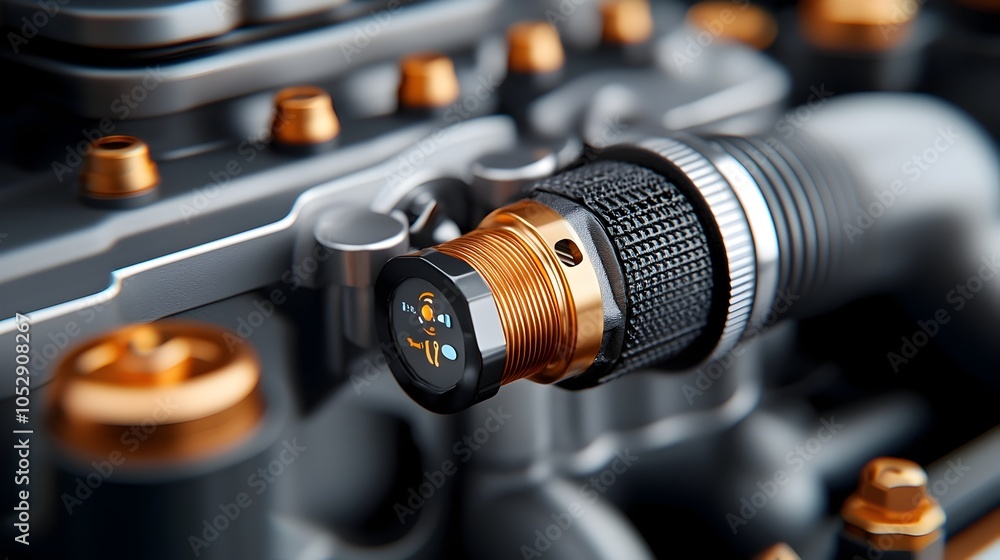 Detailed 3D of a combustion engine with integrated sustainability ...