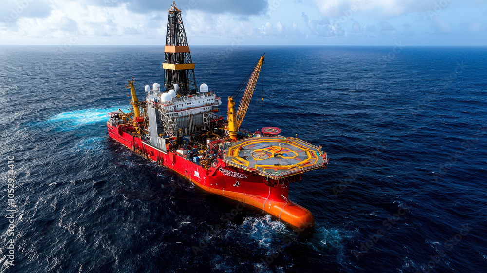 Offshore drilling rig in ocean, showcasing advanced technology and ...