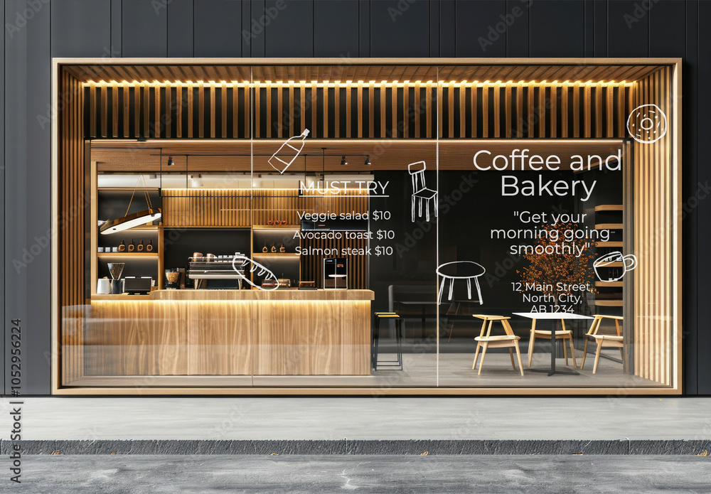 Storefront Glass Window Mockup With Generative AI Stock Template ...