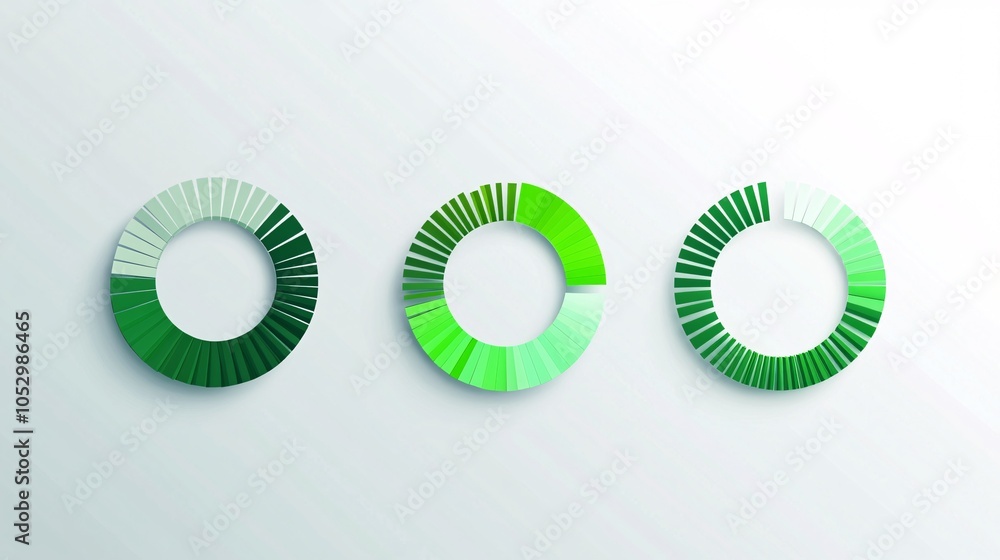 2410_045.radial progress bar set, green gradient circular charts ...