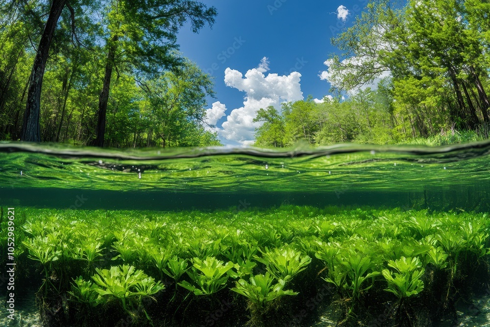 Underwater scene of Hydrilla verticillata in a freshwater lake ...