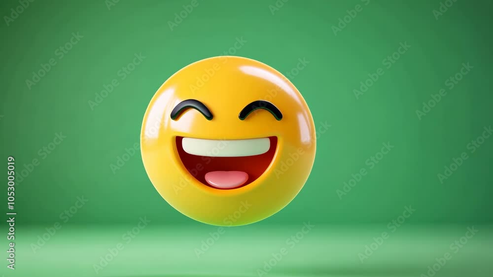 A yellow smiley face with big eyes and a wide grin floats against a ...