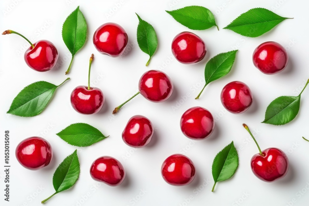 Cherry top view. Cherry background. Cherries top view. Cherry with ...