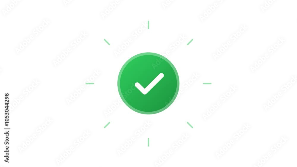 Checkmark animation in a green circle. succesfully done, approved sign ...