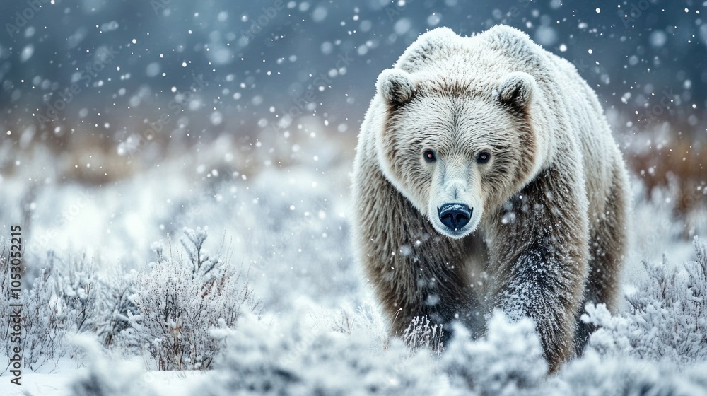 Wild animals in extreme weather, capturing resilience in snowy or ...