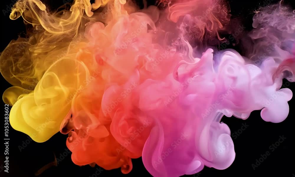 vibrant burst colors red blue yellow smoke powder spectacular explosion ...