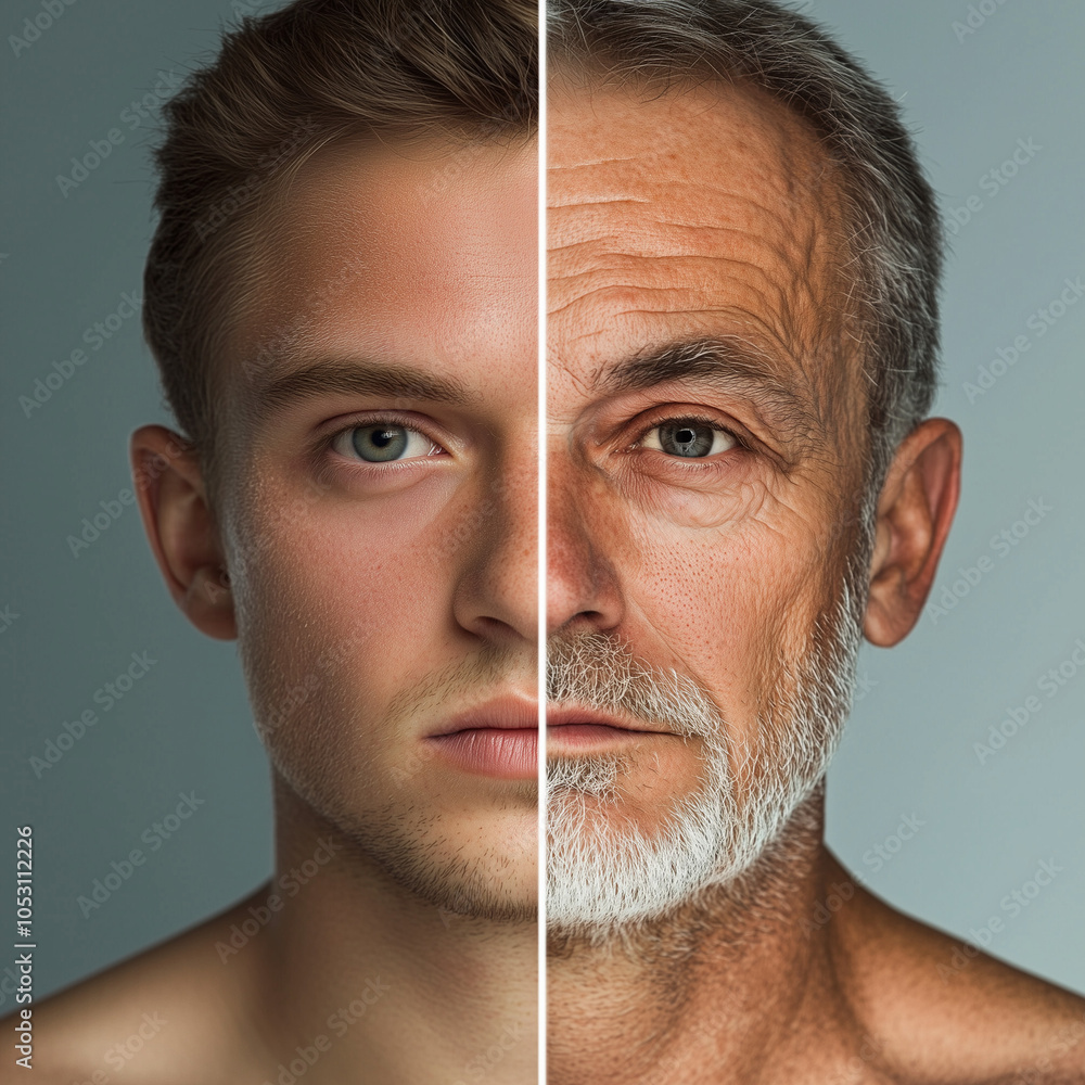 Split image comparison of the same person's face as a young boy and an ...