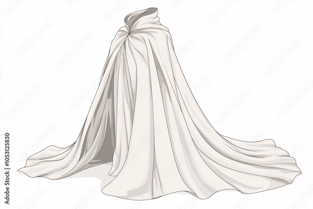 Elegant cape design with contoured fabric texture and stylish folds ...