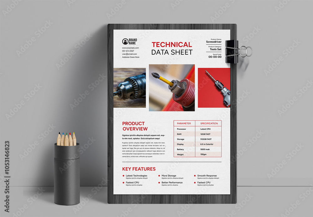 Technical Data Sheet Stock Template | Adobe Stock