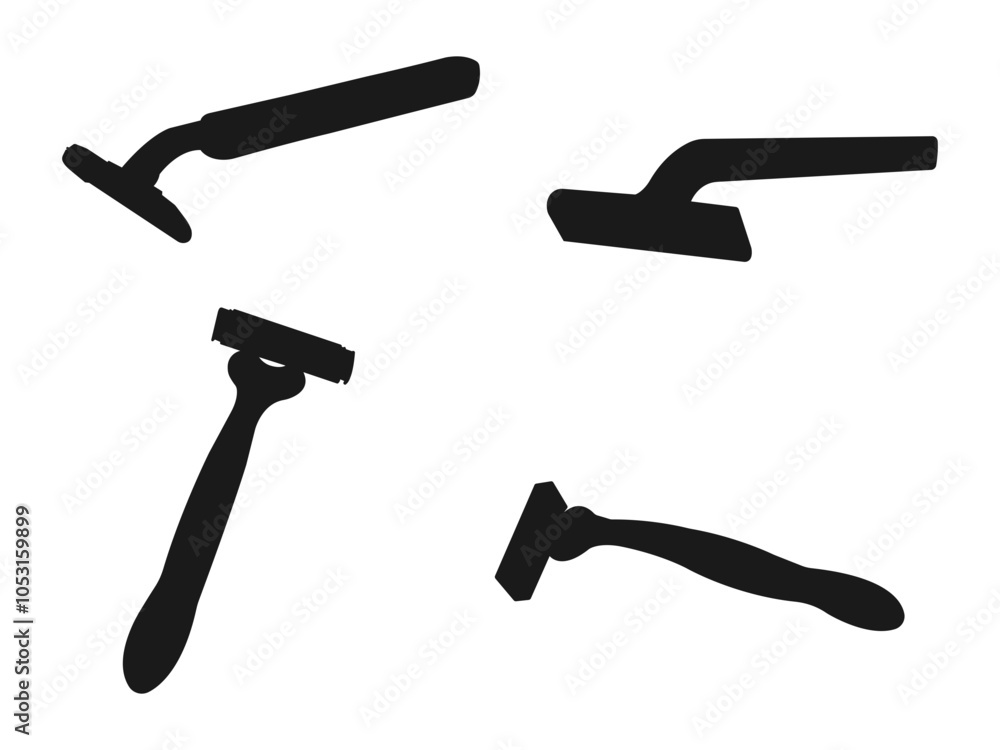 Shaver silhouette icons collection. Straight razor silhouette, high ...