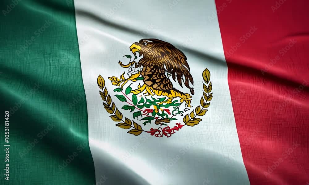Mexico flag - seamless loop. Mexico flag waving in the wind - highly ...