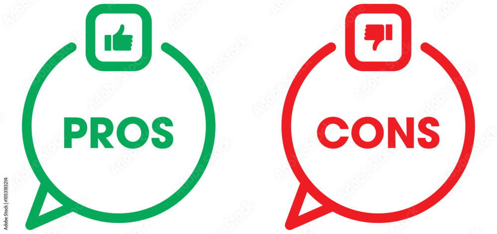 Pros and cons. advantages disadvantages list template with thumbs up ...