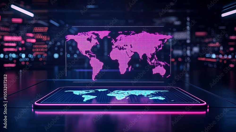 Futuristic Geography Class with a 3D holographic map projecting ...