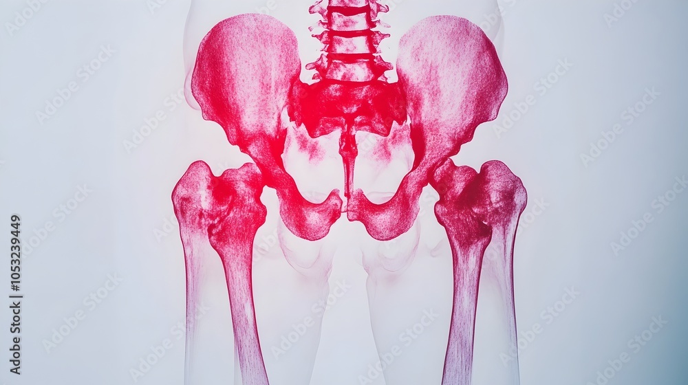 Detailed X ray image showing the pelvic area with a hip dislocation ...
