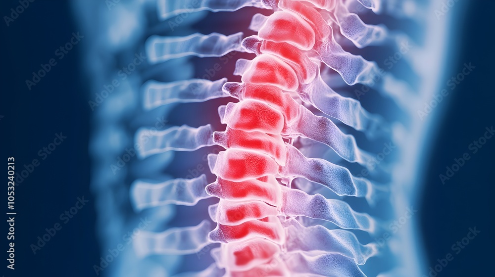 Close up X Ray Image of Human Spine Revealing a Slipped or Herniated ...