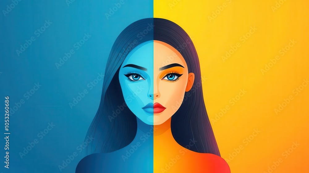 expressive face flat design side view emotion theme animation Triadic ...