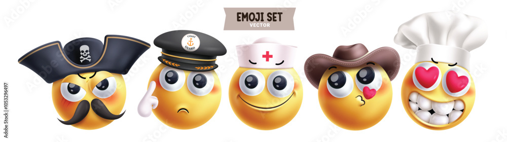 Emoji professional emoticon characters vector set. Emojis career 3d ...