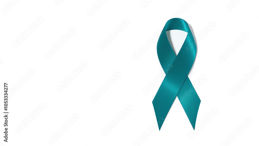 Teal Awareness Ribbon, copy space, ovarian cancer, PTSD, sexual assault ...