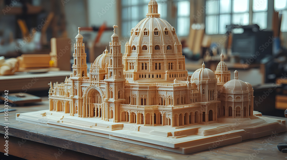 Photo of a 3D Printer Mid-Process, Printing a Detailed Miniature Model ...