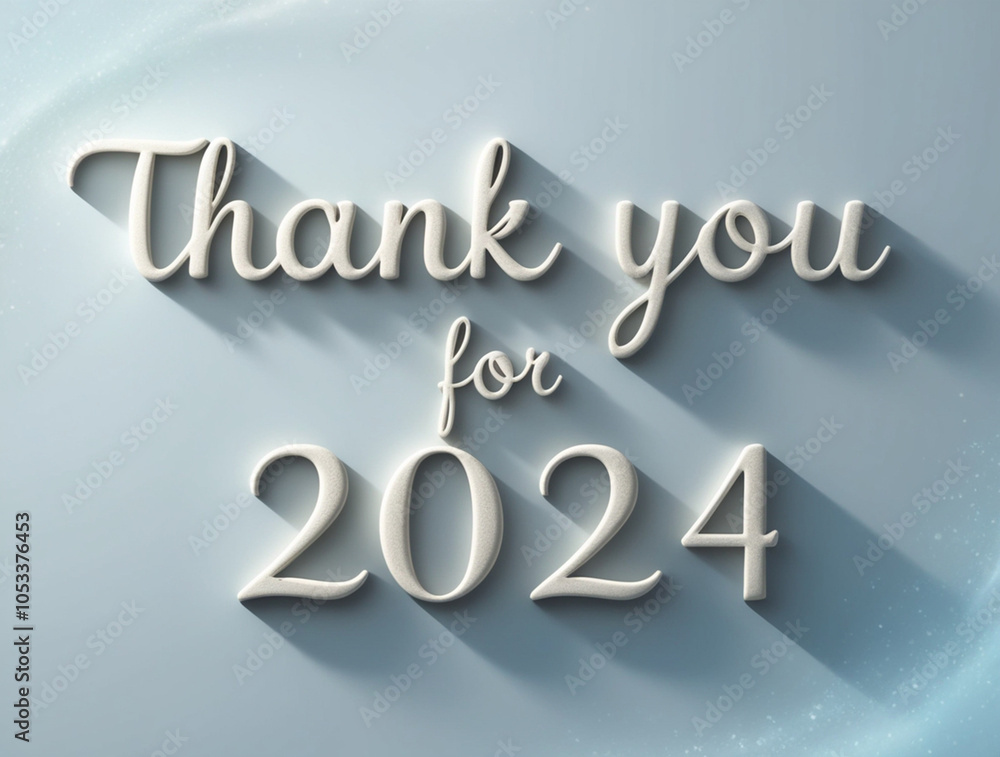 White 3D Text Saying "Thank You for 2024" on a Blue Background Stock ...