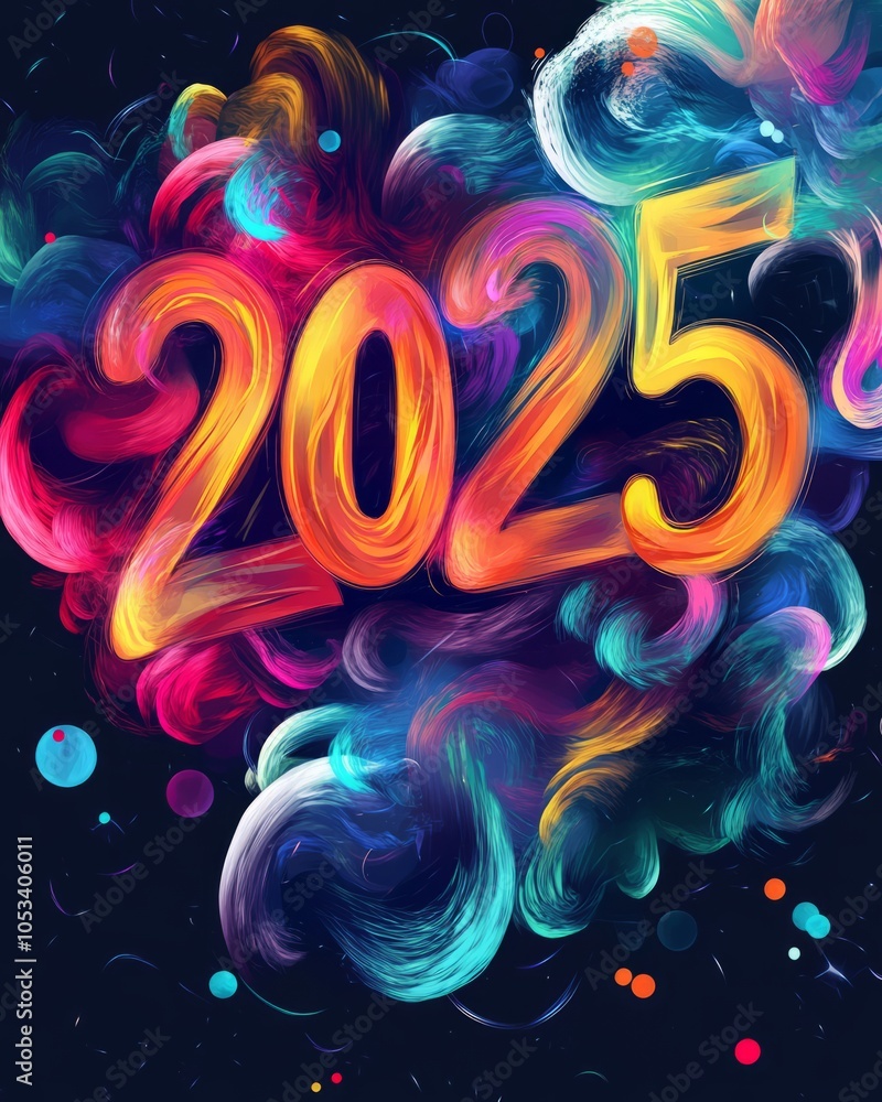 2025 typography design concept.Happy new year 2025 cover design with ...