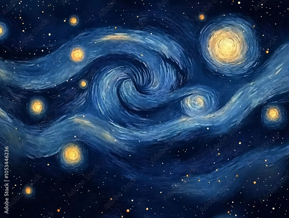 van Gogh painting style of night sky filled with stars. The background ...