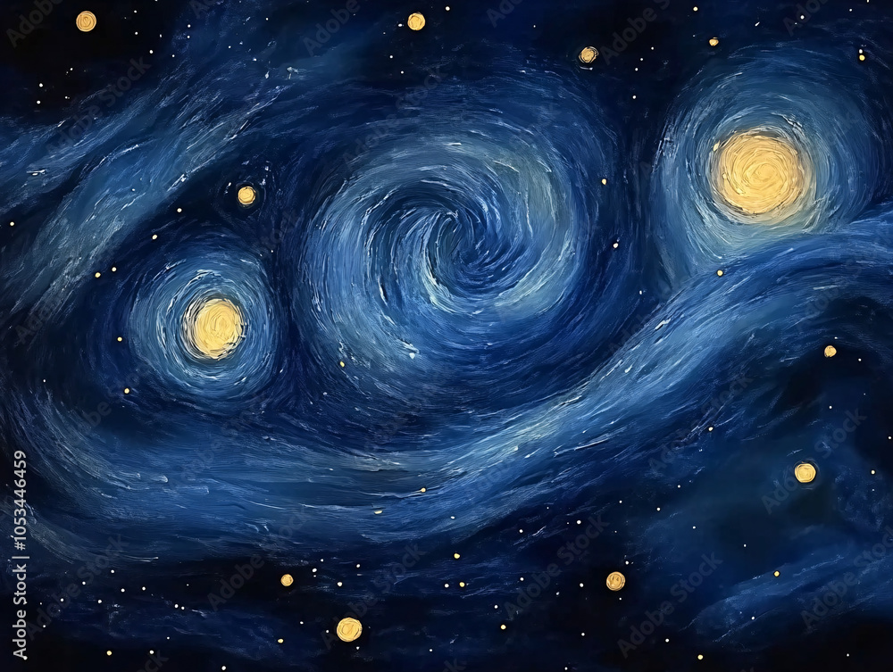van Gogh painting style of night sky filled with stars. The background ...