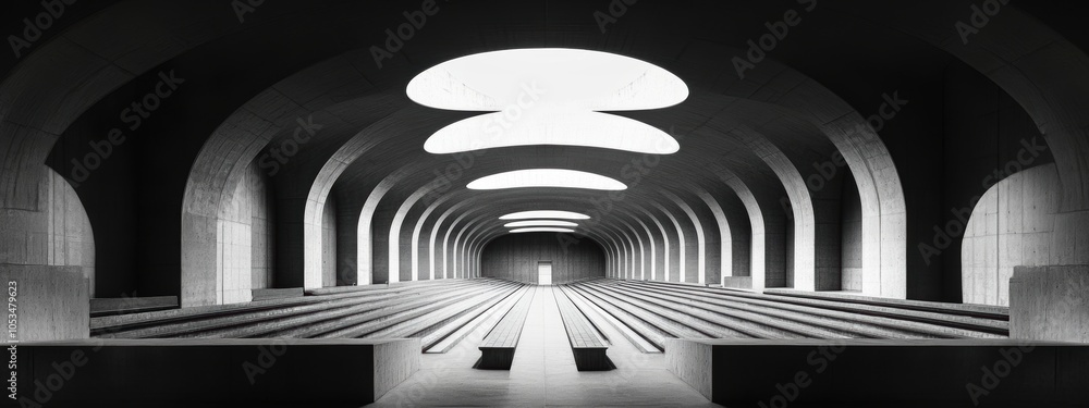 Modern stadium design, featuring symmetrical architecture, expansive ...