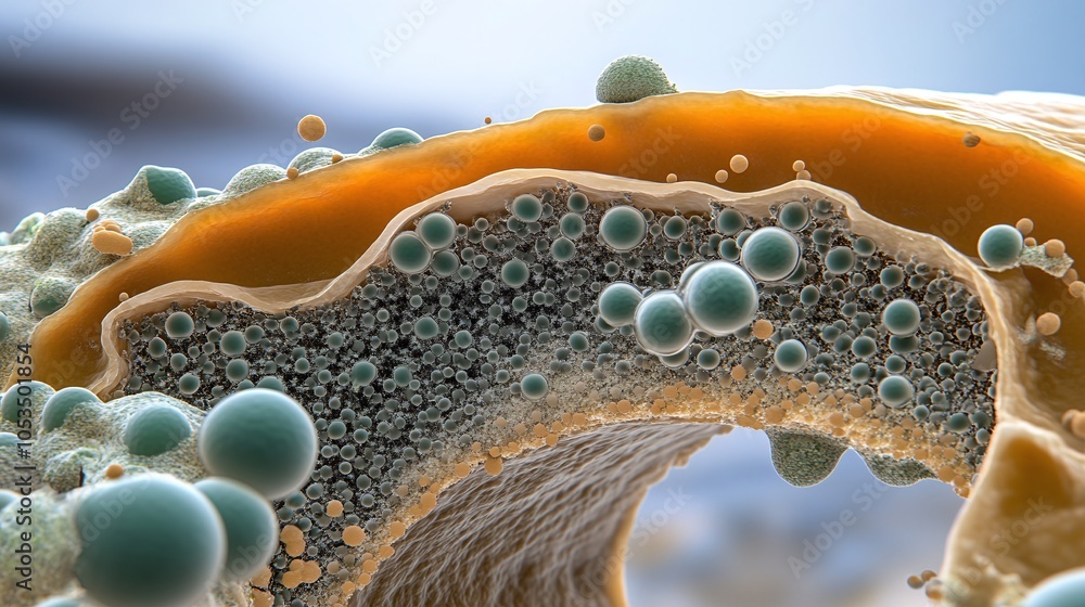 Biofilm on Washing Machine Seal: Cross-section of rubber seal with a ...