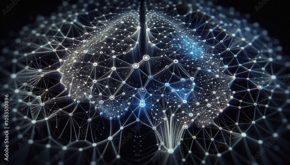 Abstract Neural Network Illustration - Advanced Deep Learning Concept with Interconnected Nodes ...