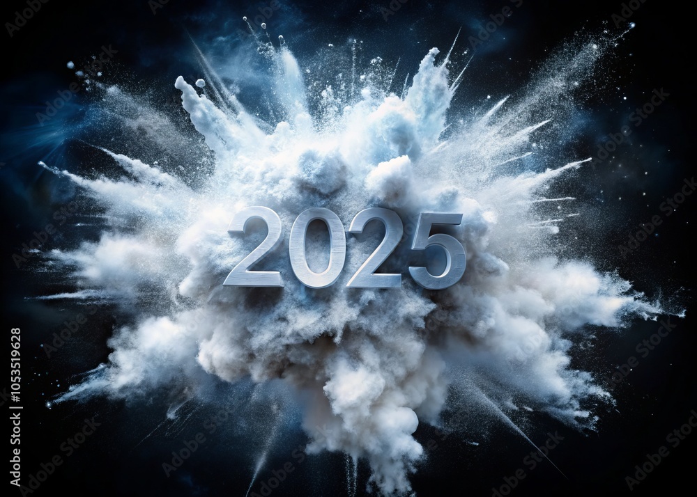 Stunning Long Exposure of 2025 Numbers with White Powder Explosion ...