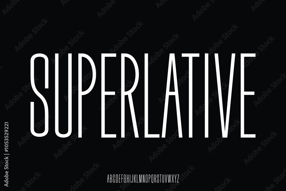 Modern tall sans serif alphabet display font vector. Creative superlative typeface Stock Vector ...