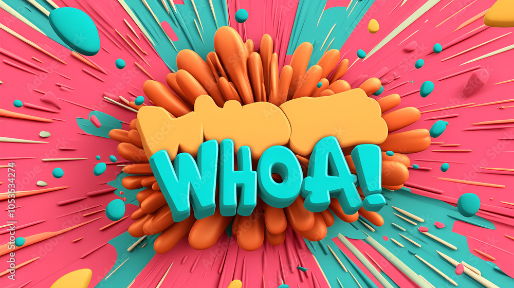 Ilustração do Stock: Comic style 3D text explosion with bold "whoa ...