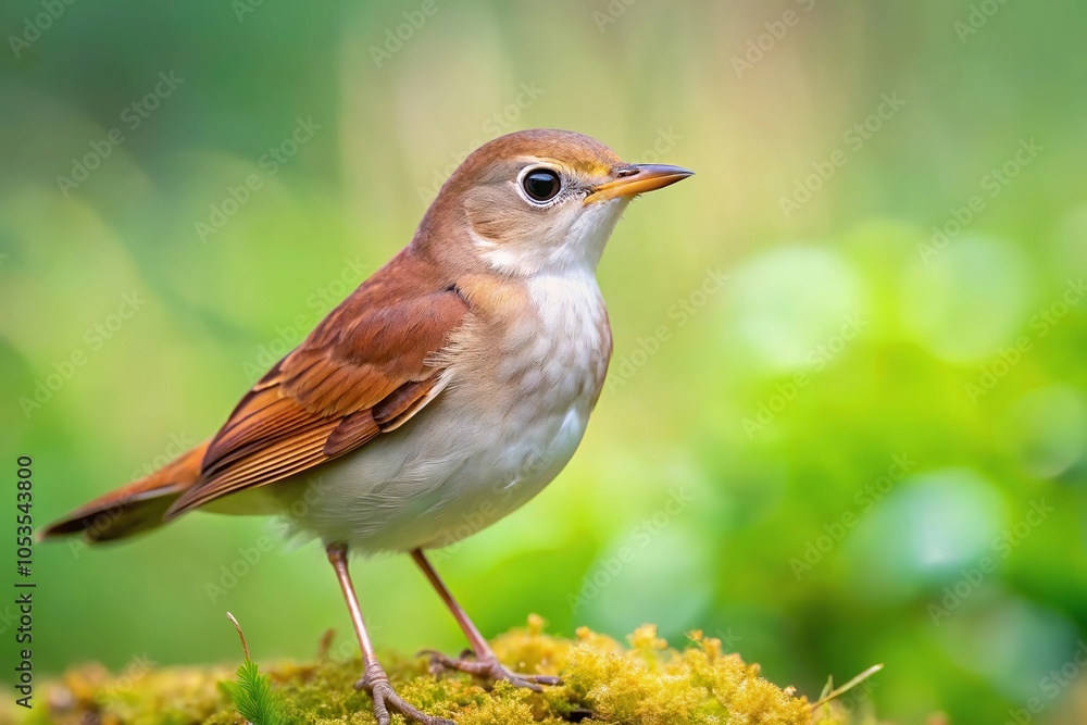 wildlife photography of a panoramic common nightingale singing in ...