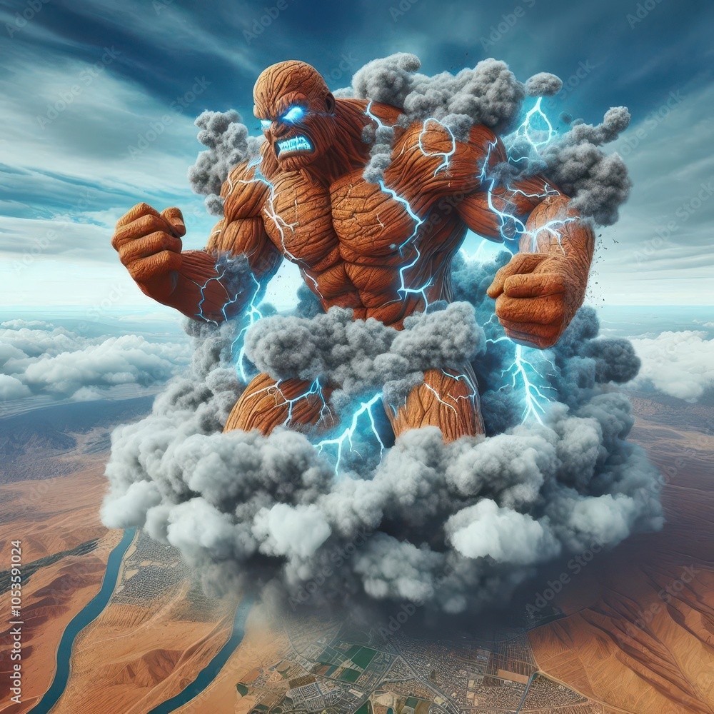 Ai generated illustration of a human flying monster in the form of a ...