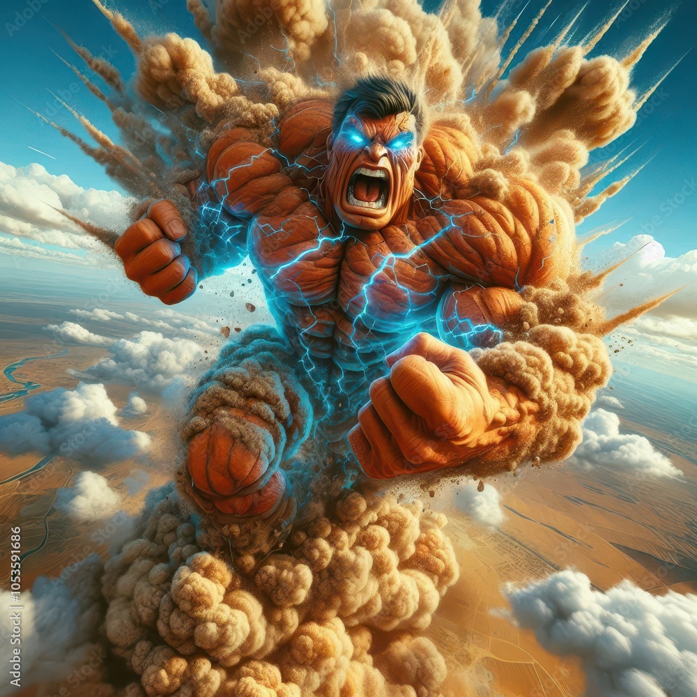 Ai generated illustration of a human flying monster in the form of a ...