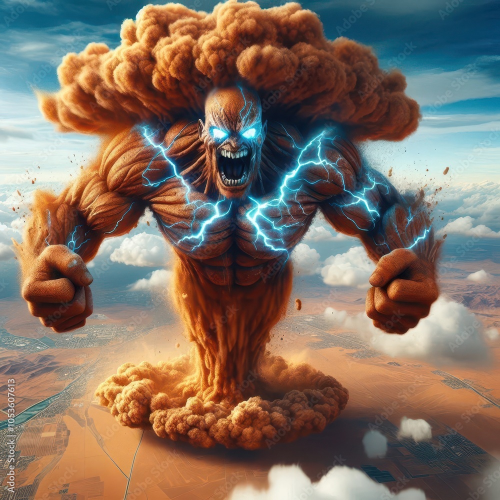 Ai generated illustration of a human flying monster in the form of a ...