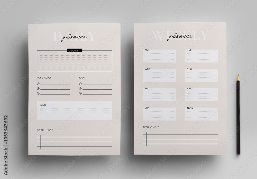 Daily and Weekly Planner Layout Stock Template | Adobe Stock