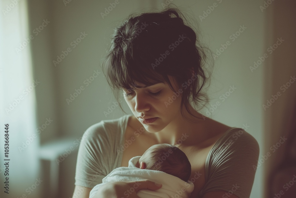 A banner depicting the emotional challenges of postpartum depression ...