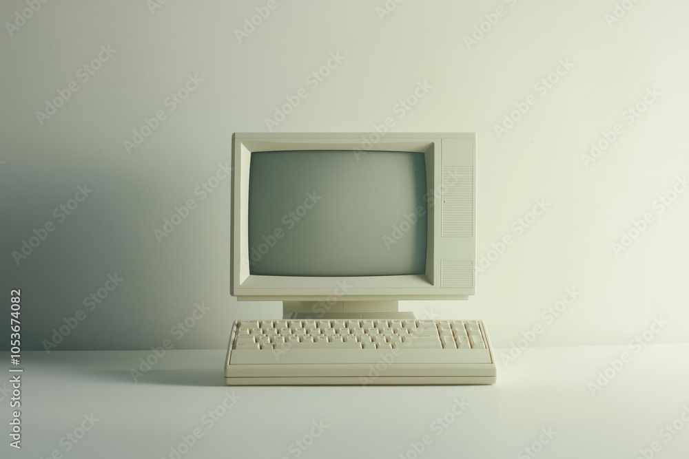 Photorealistic Studio Shot of an Early 2000s Desktop Computer with ...