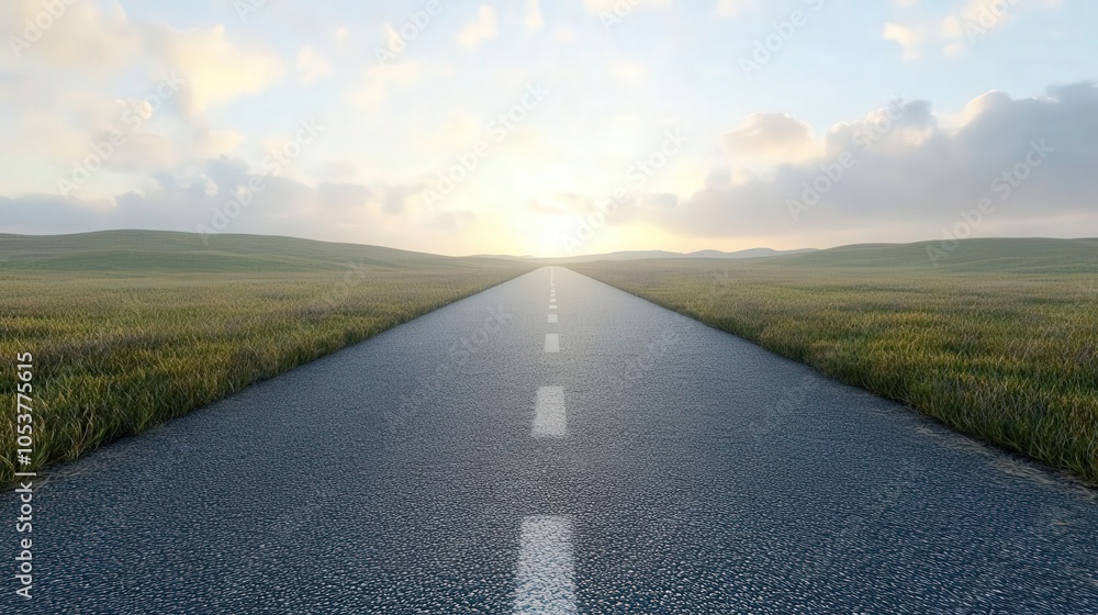 Show 3D Road in side view perspective, Isolated, White background ...