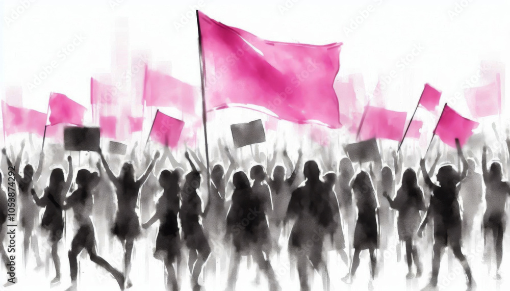 Illustration of people marching during social movement protesting ...
