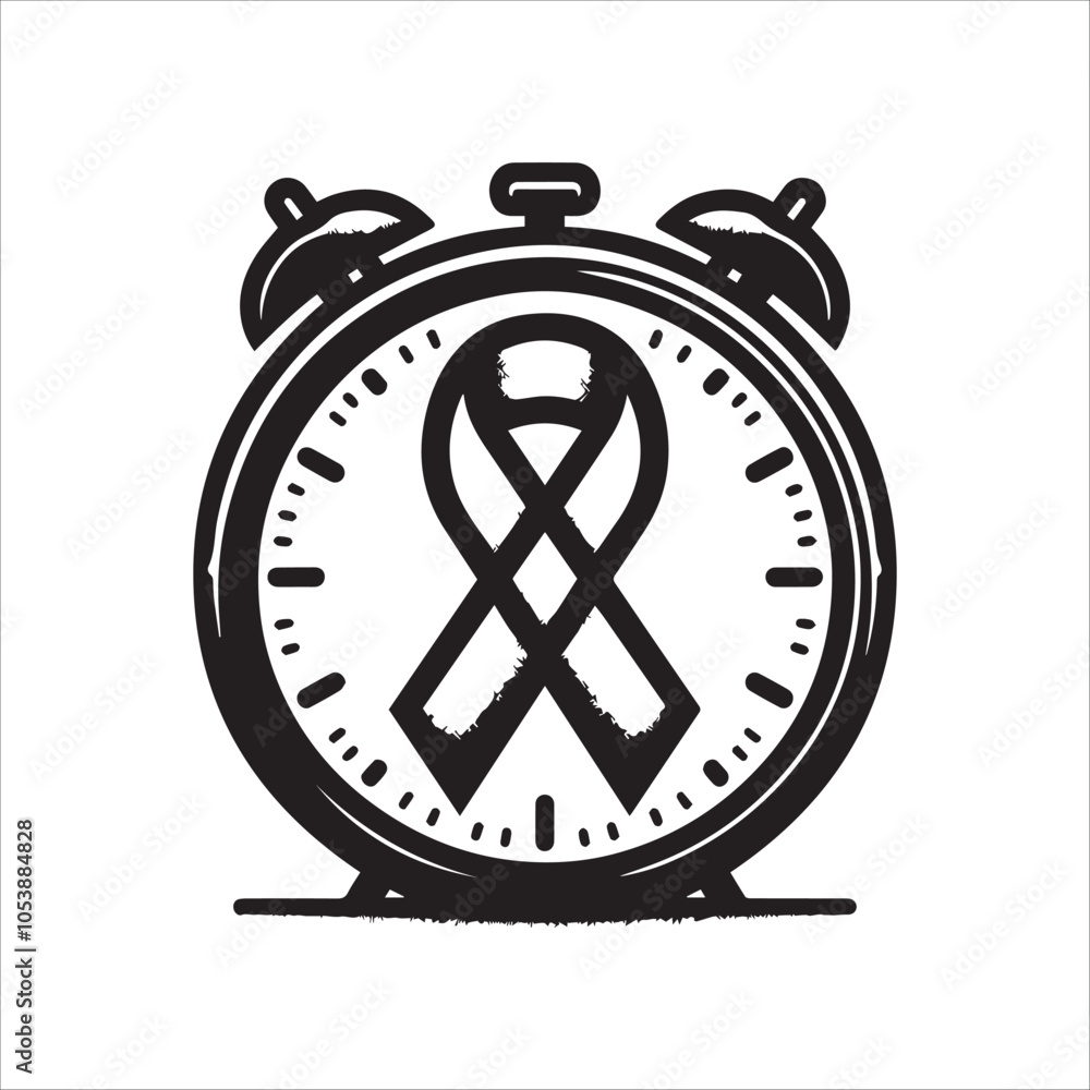 Time For Awareness. This striking black and white illustration features ...