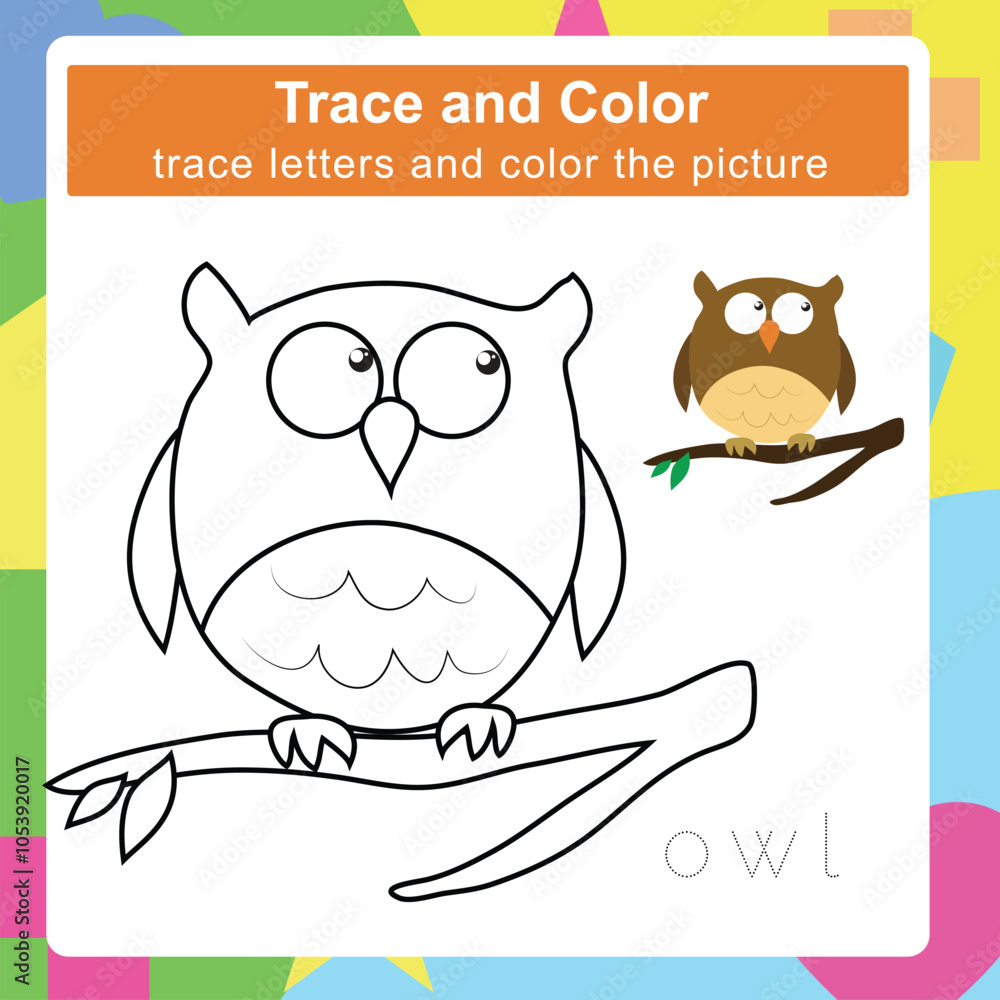 Trace and color. Coloring page for kids. Handwriting practice ...
