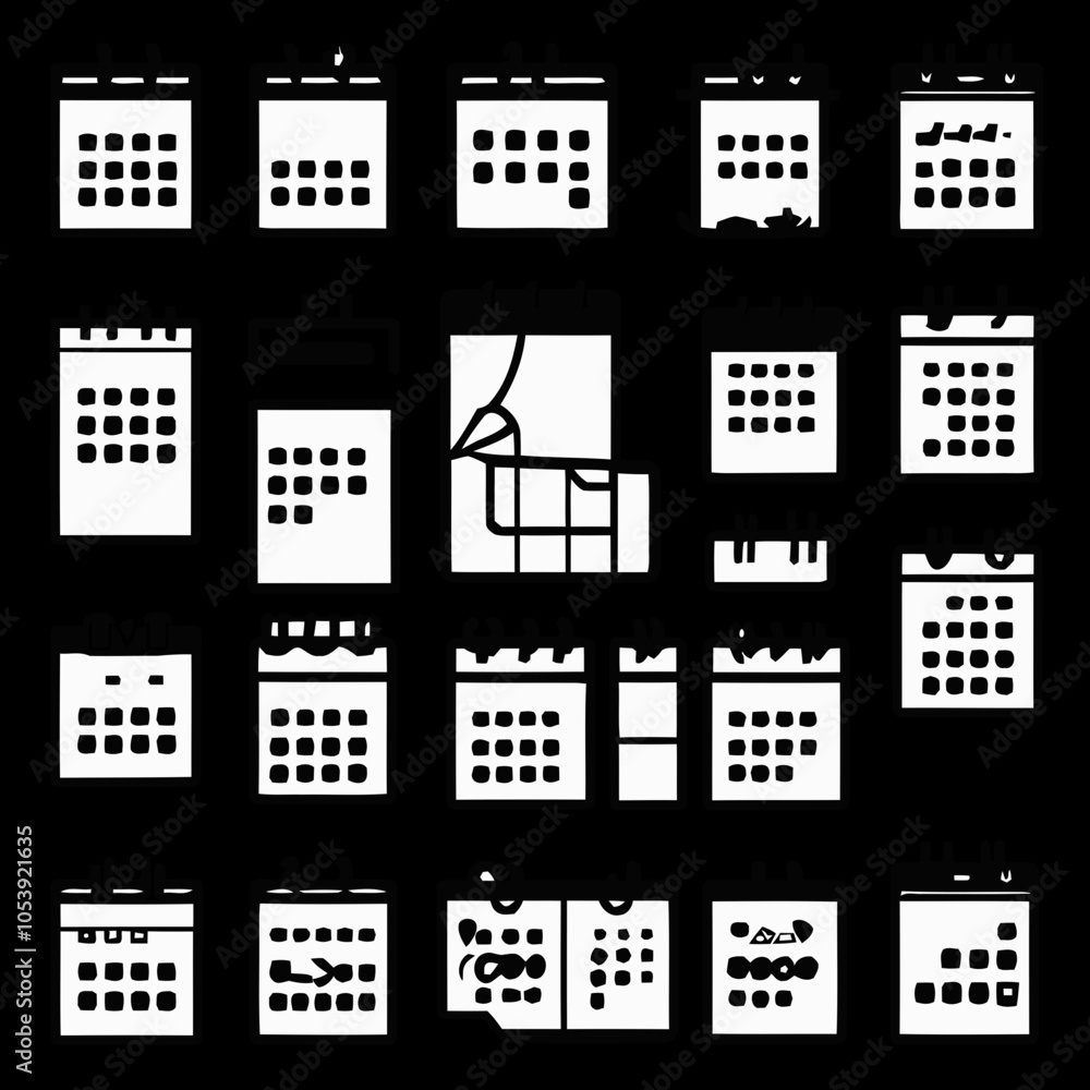 Calendar icon set. calendar planner icons for app, website, ui ...