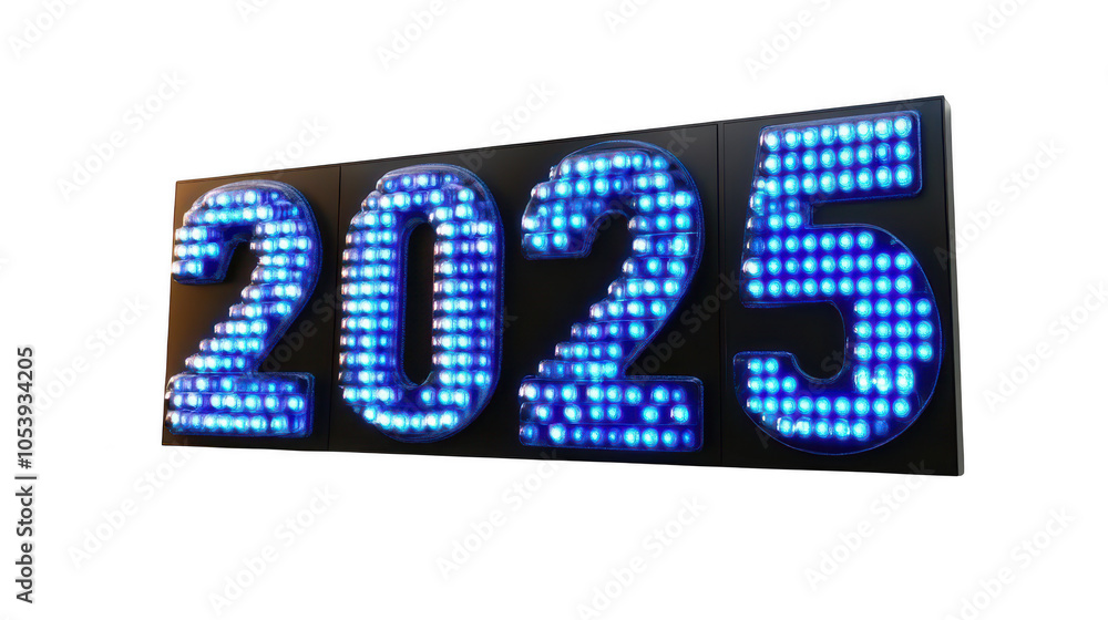 LED Display Showing "2025", New Year Theme, Digital Sign, PNG File ...